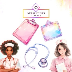 Watercolor Nursing Clipart Bundle, Nurse Life PNG, Nurse Clipart ...