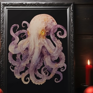 Watercolor Kraken Octopus Clipart Bundle, Kraken Clipart, Sea Creatures PNG, Gothic Animals ...