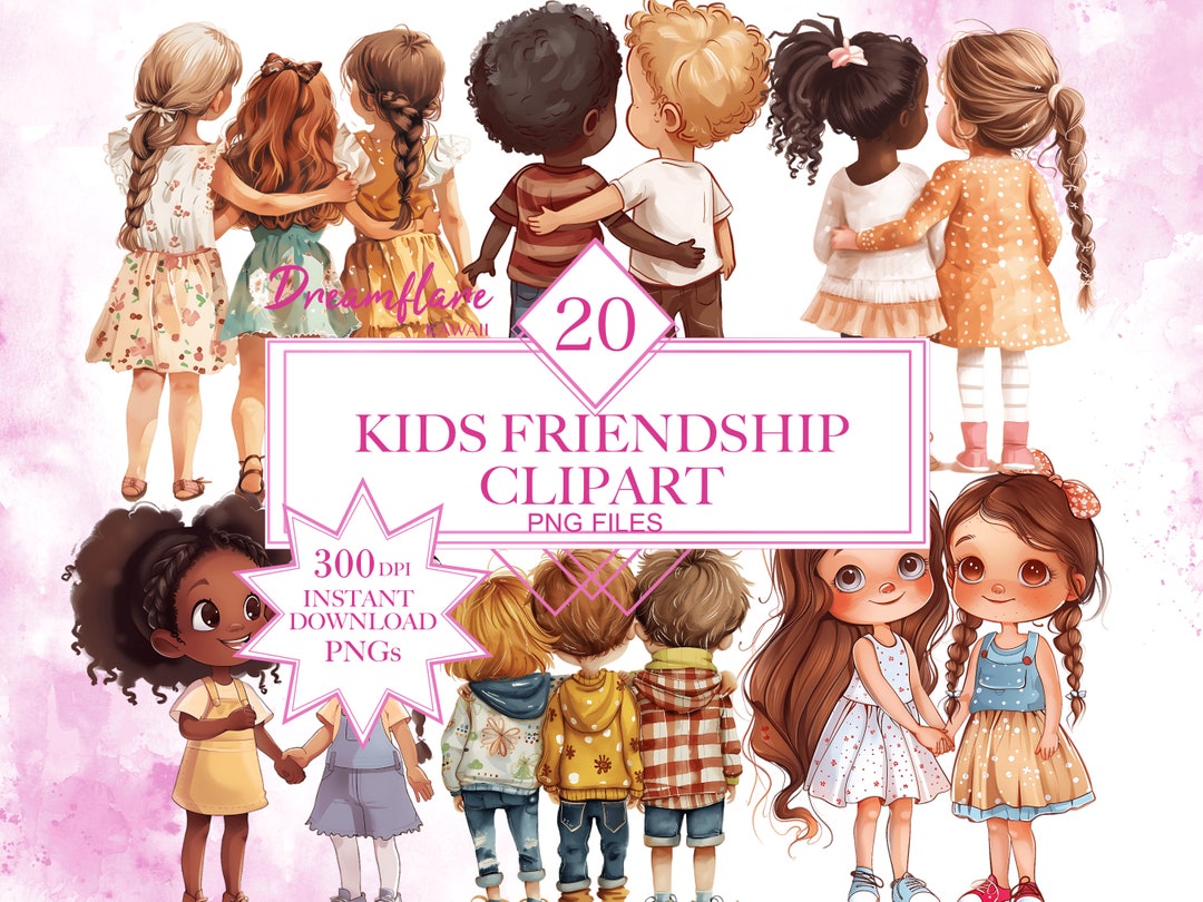Kids Friendship Day PNG Clipart Bundle, Friend Clipart, Besties Clipart ...