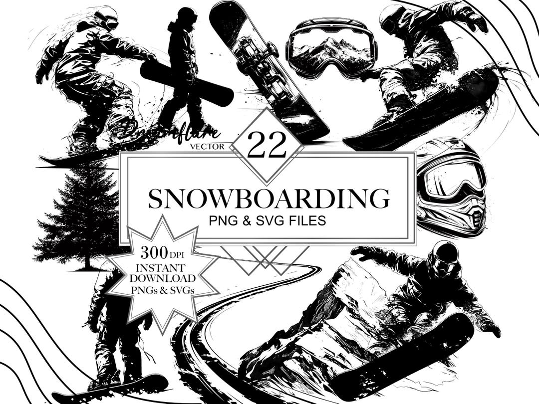 Snowboarding PNG & SVG Bundle, Snowboarding Clipart, Winter Sports ...