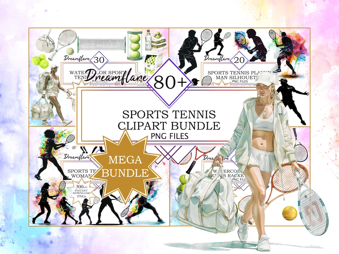 80+ Watercolor Sports Tennis Clipart PNG Bundle, PNG Tennis Sport ...