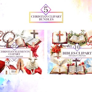 Watercolor Christianity Clipart Mega Bundle, Lenten Season PNG, Holy ...