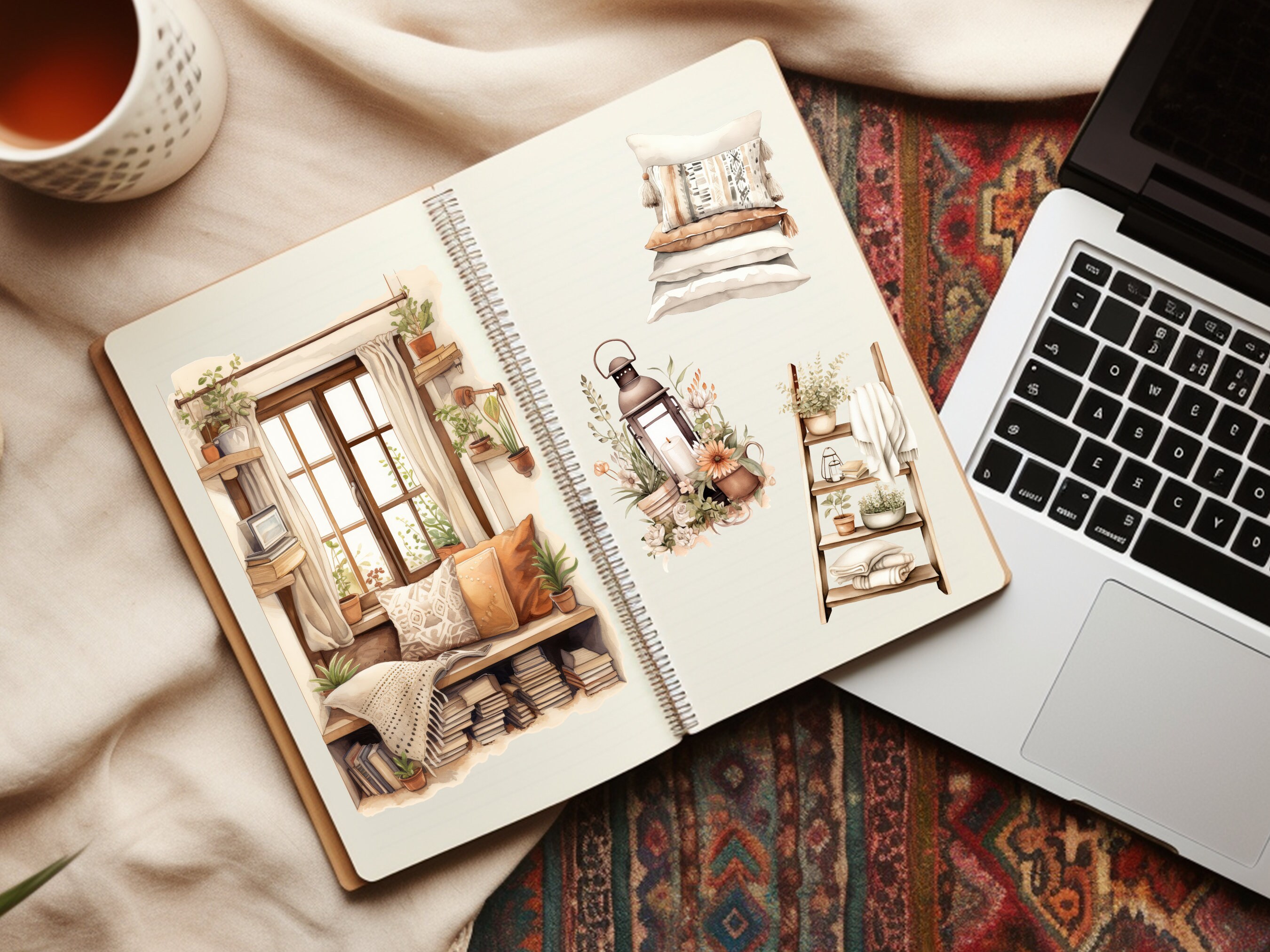 Watercolor Boho Cozy House PNG Clipart, Boho Clipart, Rustic Cozy House ...