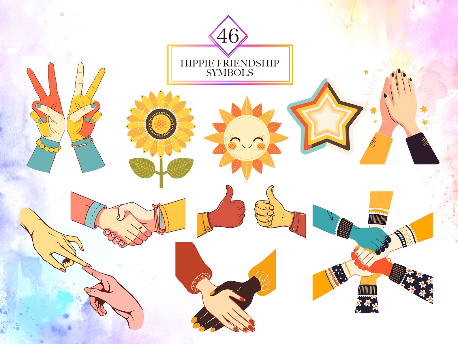 Friendship Symbols PNG Clipart Bundle, Friends Clipart, Besties Clipart ...