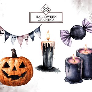 Watercolor Halloween PNG Clipart Bundle, Gothic Halloween PNG, Spooky ...