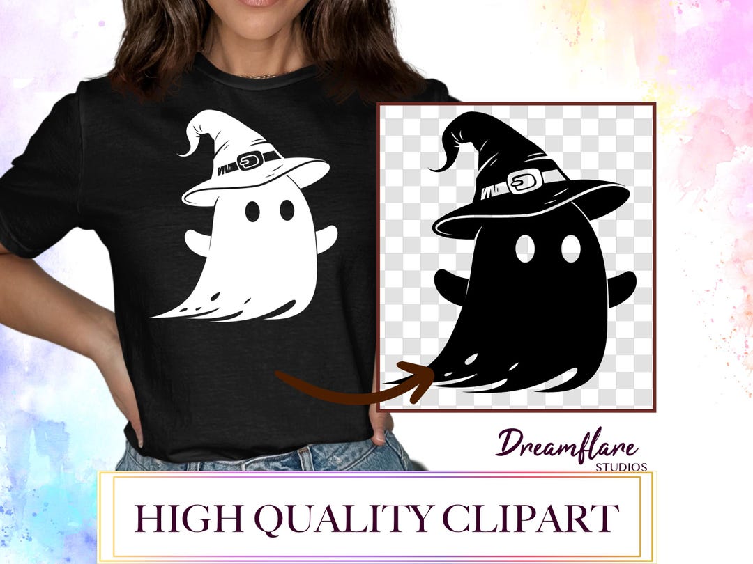 Cute Ghost Wearing Witch Hat PNG, Cute Halloween, Creepy Cute, Spooky ...