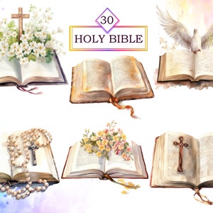 Watercolor Holy Bible Clipart, Christian Clipart, Catholic Clipart ...