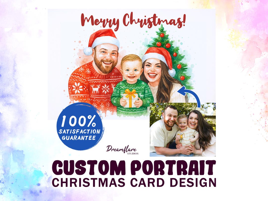 Your Photo to Christmas Portrait Greeting Card, Personalized Christmas ...