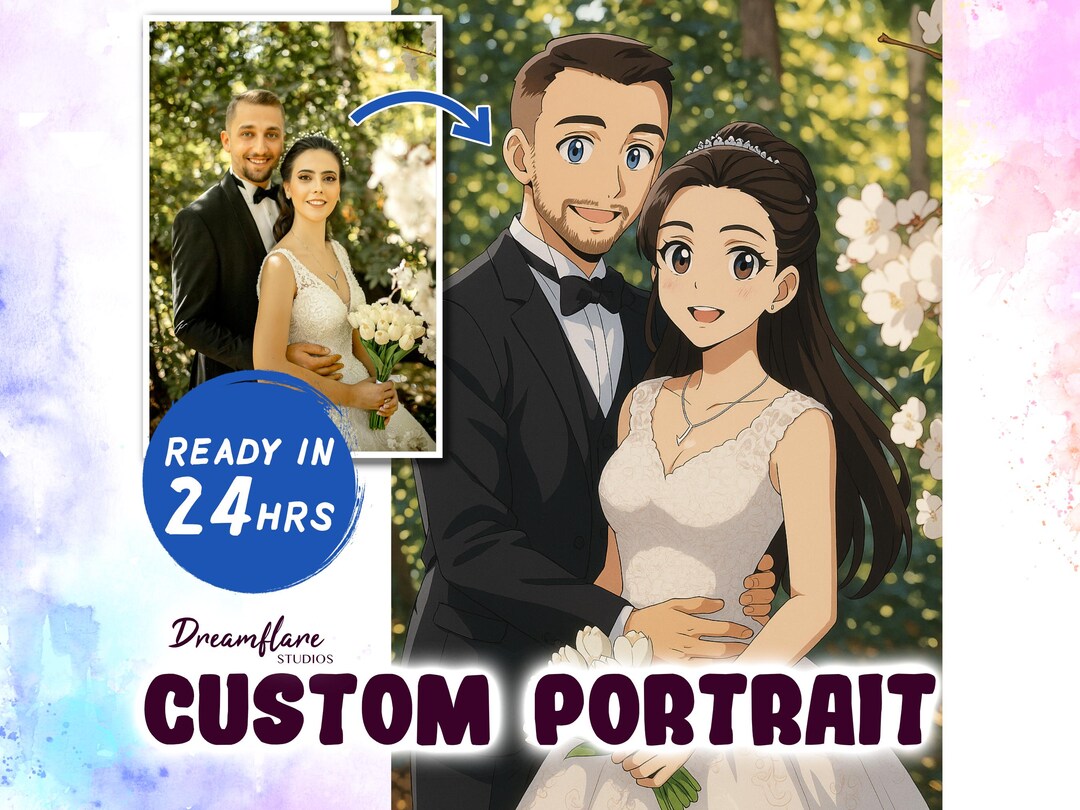 Custom Portrait PNG, Custom Wedding Portrait Gift, Custom Portrait ...