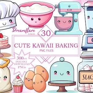 Cute Kawaii Baking Clipart PNG, Vector Clipart, Kawaii Clipart Bundle ...