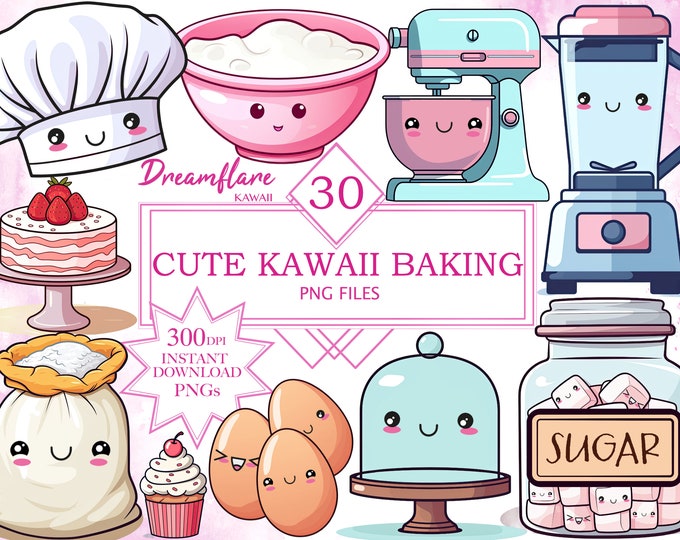 Premium Vector Clipart - Kawaii Baking Clipart - Kawaii Baking Clip Art ...
