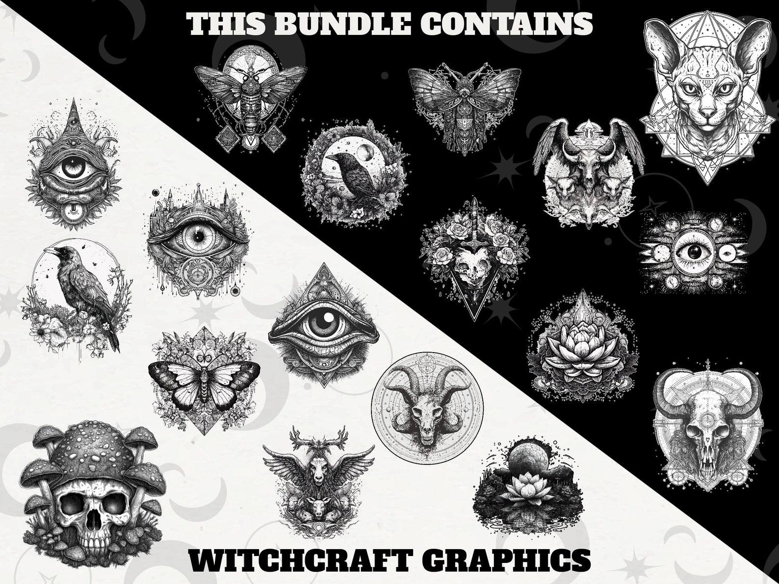 Occult Gothic Bundle Celestial Mystical Goth PNG Wicca SVG - Etsy