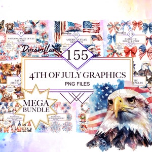 Watercolor 4th Of July Clipart Mega Bundle, Patriotic PNG, Independence ...