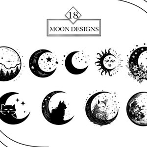 Moon SVG & PNG Clipart Bundle, Moon SVG, Realistic Moon Clipart ...