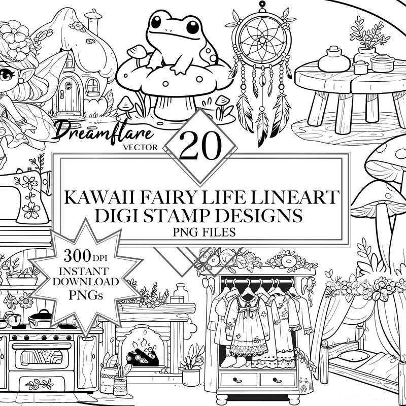 Fairy Digi Stamps - Etsy