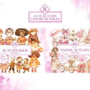 Cute Autumn Clipart Mega Bundle, Thanksgiving PNG, Autumn Season PNG ...