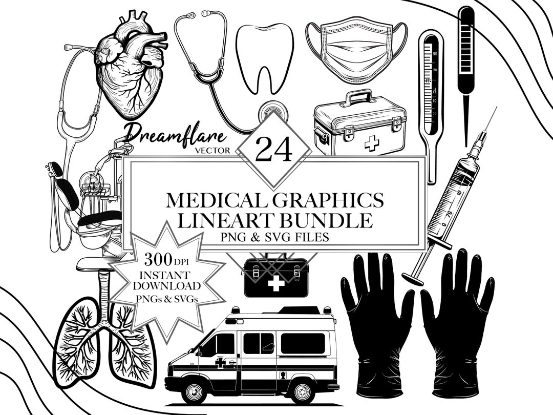 Lineart Healthcare Medical PNG & SVG Bundle, Nurse Life Svg, Doctor Svg ...