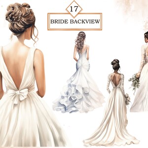 17 Watercolor Bride Backview Wedding Clipart PNG, Wedding Clipart ...