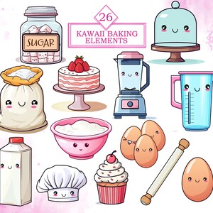 Cute Kawaii Baking Clipart PNG, Vector Clipart, Kawaii Clipart Bundle ...