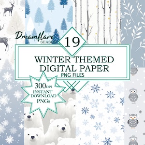 19 Winter Themed Digital Paper Bundle, Winter Jpg, Digital Download ...
