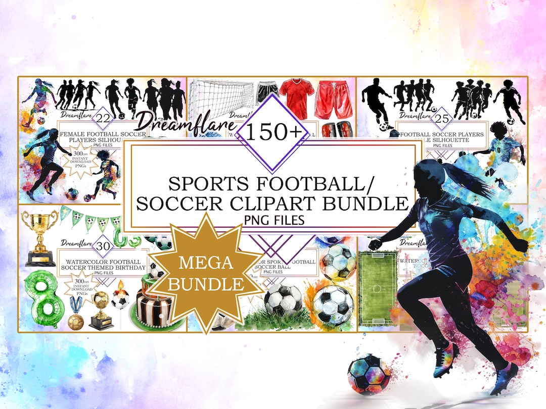 Sports Football Soccer Clipart PNG Mega Bundle, Soccer Football Clipart ...