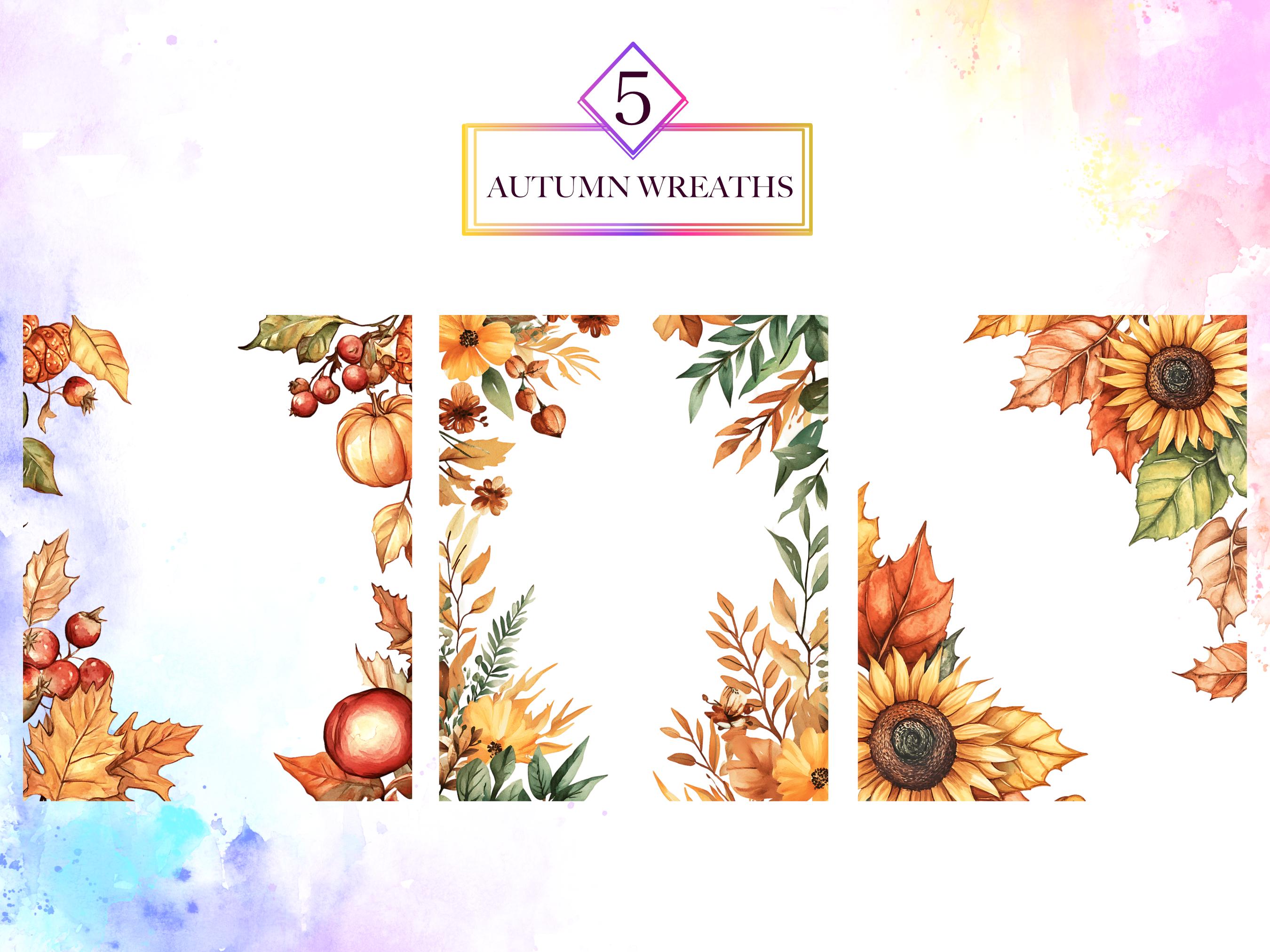 Autumn Wreaths and Frames Clipart Bundle, Fall Wreath PNG, Fall Leaves ...