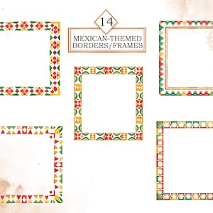 Cinco De Mayo Mexican Themed Border & Frames PNG Clipart Bundle, Frame ...