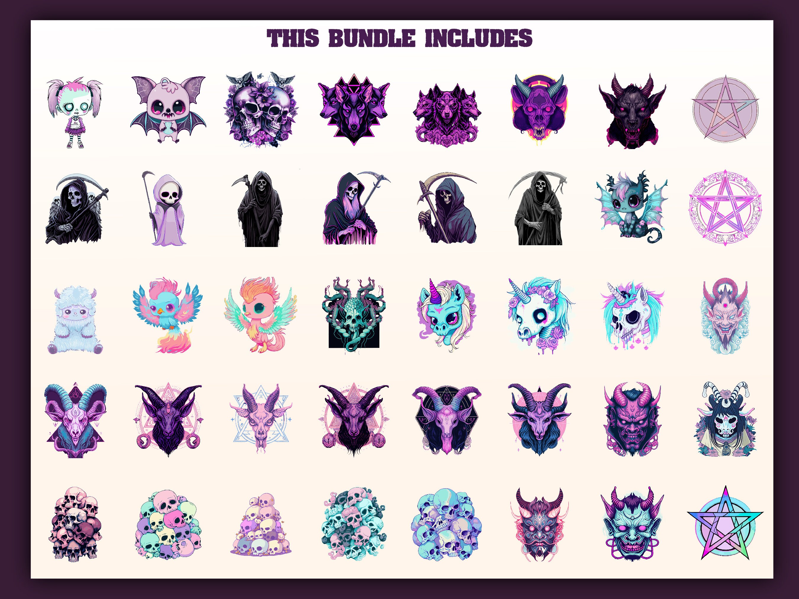 Cute Creepy Pastel Goth Mega Pack Kawaii Gothic Spooky - Etsy