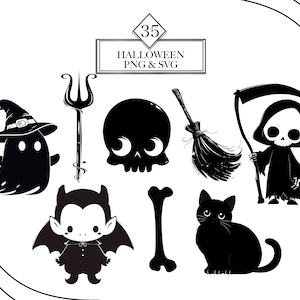 Halloween PNG and SVG Bundle, Halloween Clipart Bundle, Creepy Cute ...