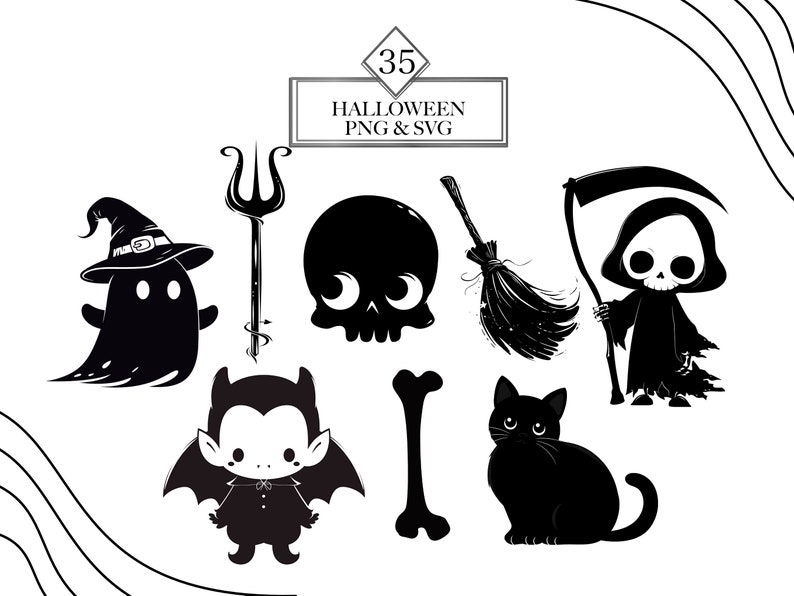 Halloween PNG and SVG Bundle, Halloween Clipart Bundle, Creepy Cute ...