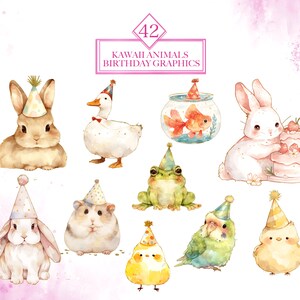 Watercolor Cute Birthday Animals Clipart Bundle, Birthday Watercolor ...