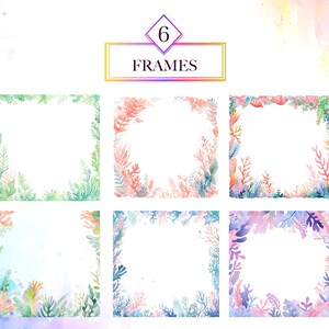 Watercolor Corals Clipart Bundle, Undersea Clipart, Wreaths & Frames ...