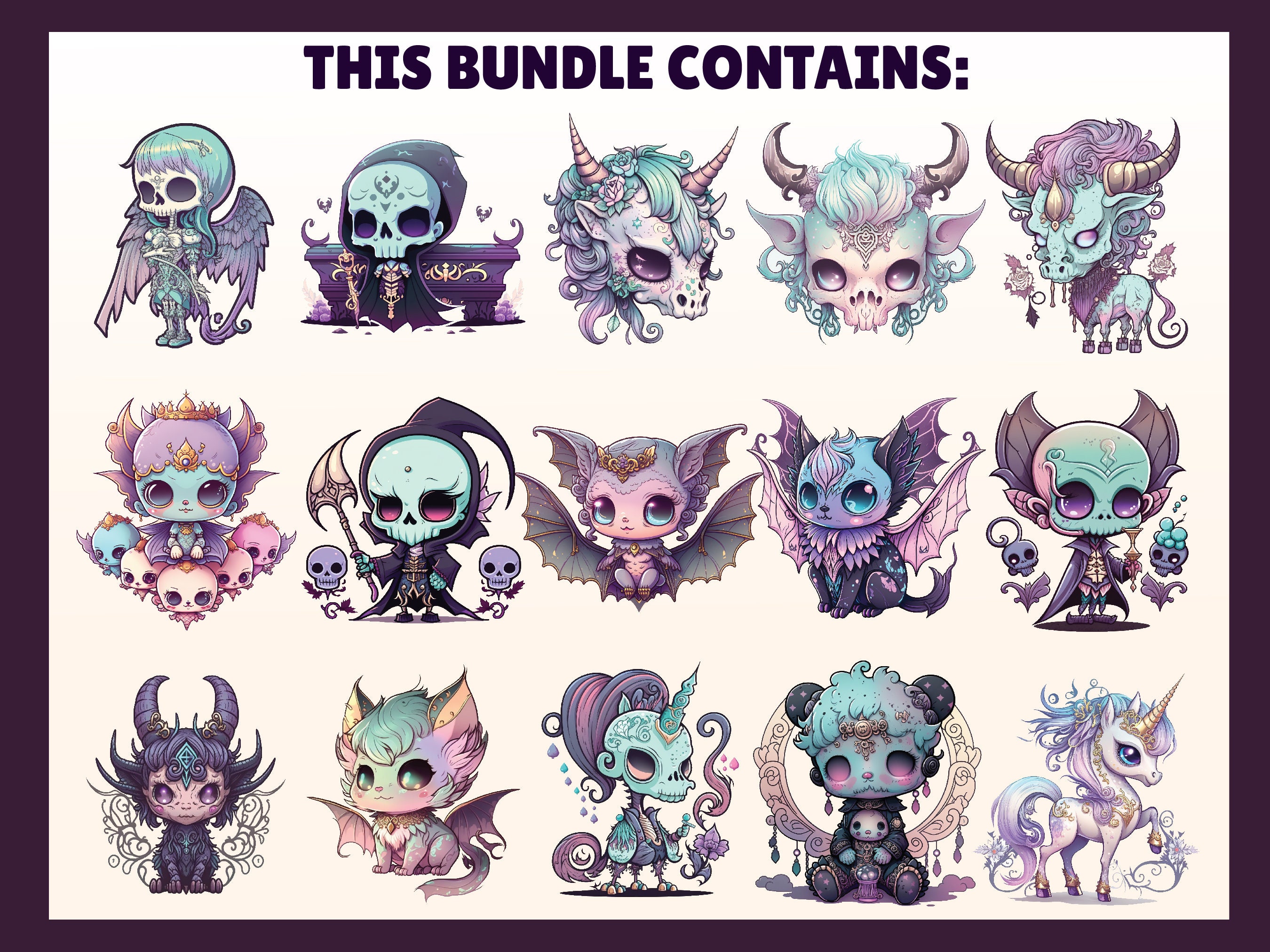 Creepy Cute Pastel Goth PNG SVG Clipart Gothic Digital - Etsy