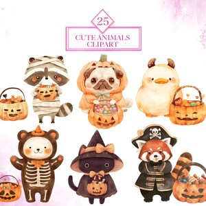 Cute Animals Halloween Clipart Bundle, Halloween PNG, Spooky Cute ...