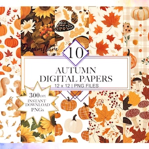 Autumn Digital Papers PNG Bundle, Autumn Digital Pattern, Journal ...