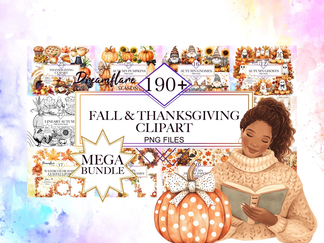 Autumn Clipart Mega Bundle, Fall Clipart, Thanksgiving PNG, Autumn ...