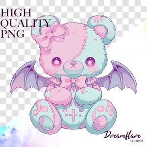 Cute Pastel Goth Teddy Bear PNG Clipart, Kawaii Pastel Goth Clipart ...