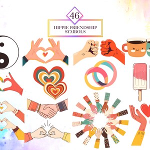 Friendship Symbols PNG Clipart Bundle, Friends Clipart, Besties Clipart ...