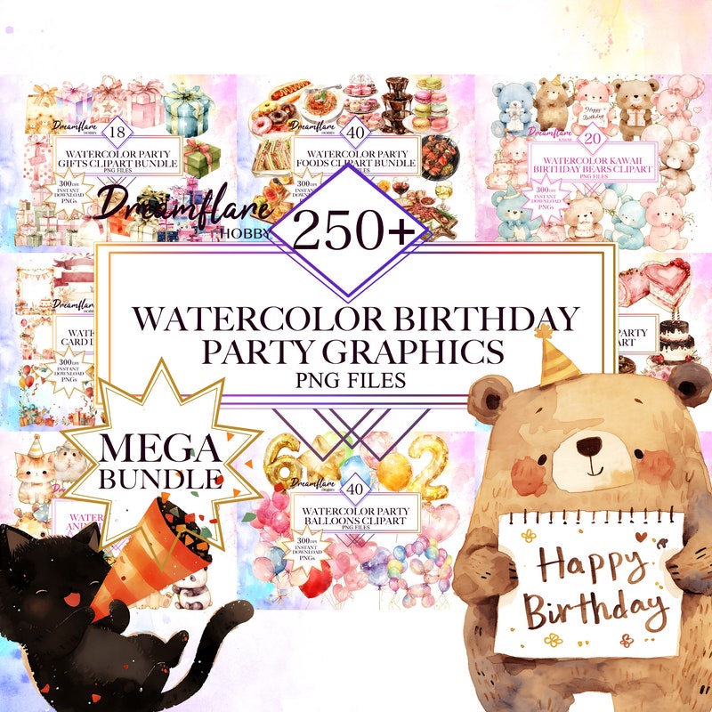Watercolor Birthday - Etsy
