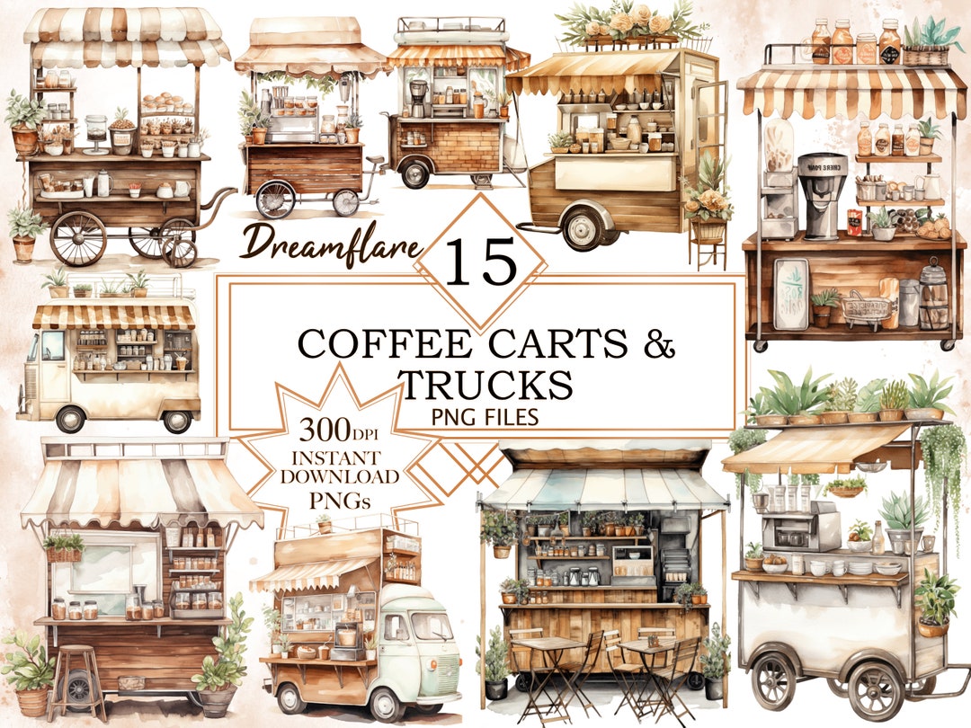 Coffee Carts and Trucks Clipart Bundle, Coffee Clipart, Coffee Lover ...