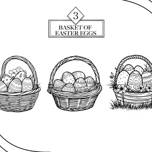 Lineart Easter Eggs PNG & SVG Bundle, Easter Egg SVG, Easter Egg Digi ...