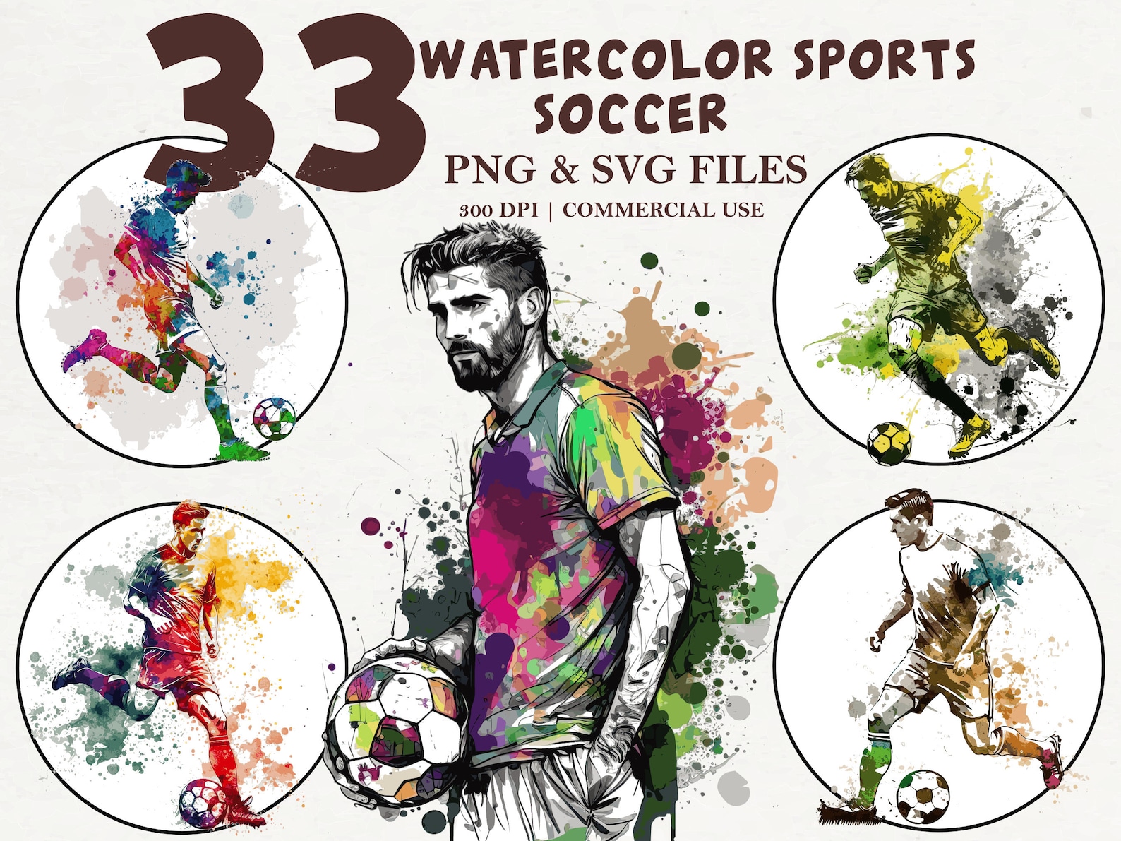 Watercolor Soccer Clipart Set Watercolor Sports Watercolor - Etsy