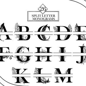 Native Feather Monogram PNG & SVG Clipart Bundle, Letter Monogram SVG ...