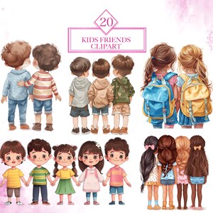Kids Friendship Day PNG Clipart Bundle, Friend Clipart, Besties Clipart ...