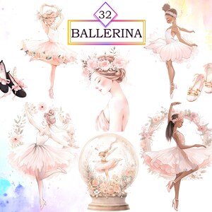 Watercolor Ballerina Ballet Clipart PNG, Pink Watercolor Ballet Clipart ...