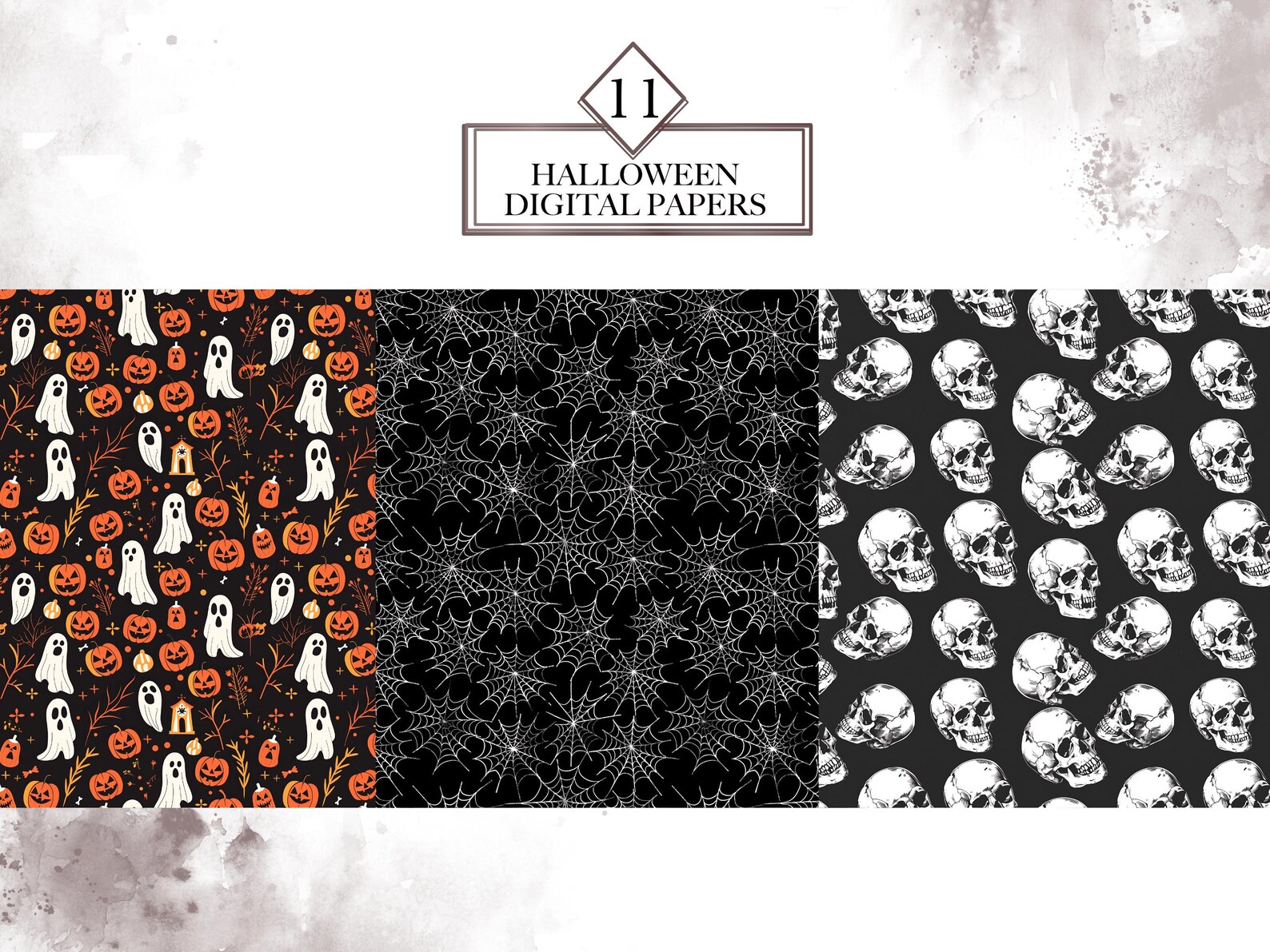 Halloween Digital Papers PNG Bundle, 12x12 Digital Paper, Seamless ...