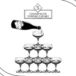 Hand Drawn Champagne Tower PNG SVG Clipart, Line Art, Wedding Timeline ...
