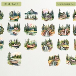 Watercolor Forest Clipart, Woodland, Hiking, Camping, Nature, Tree ...