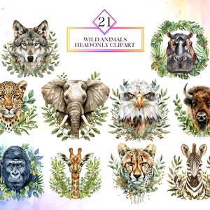 Watercolor Wildlife Animals Clipart Bundle, Wild Animals PNG, Wildlife ...
