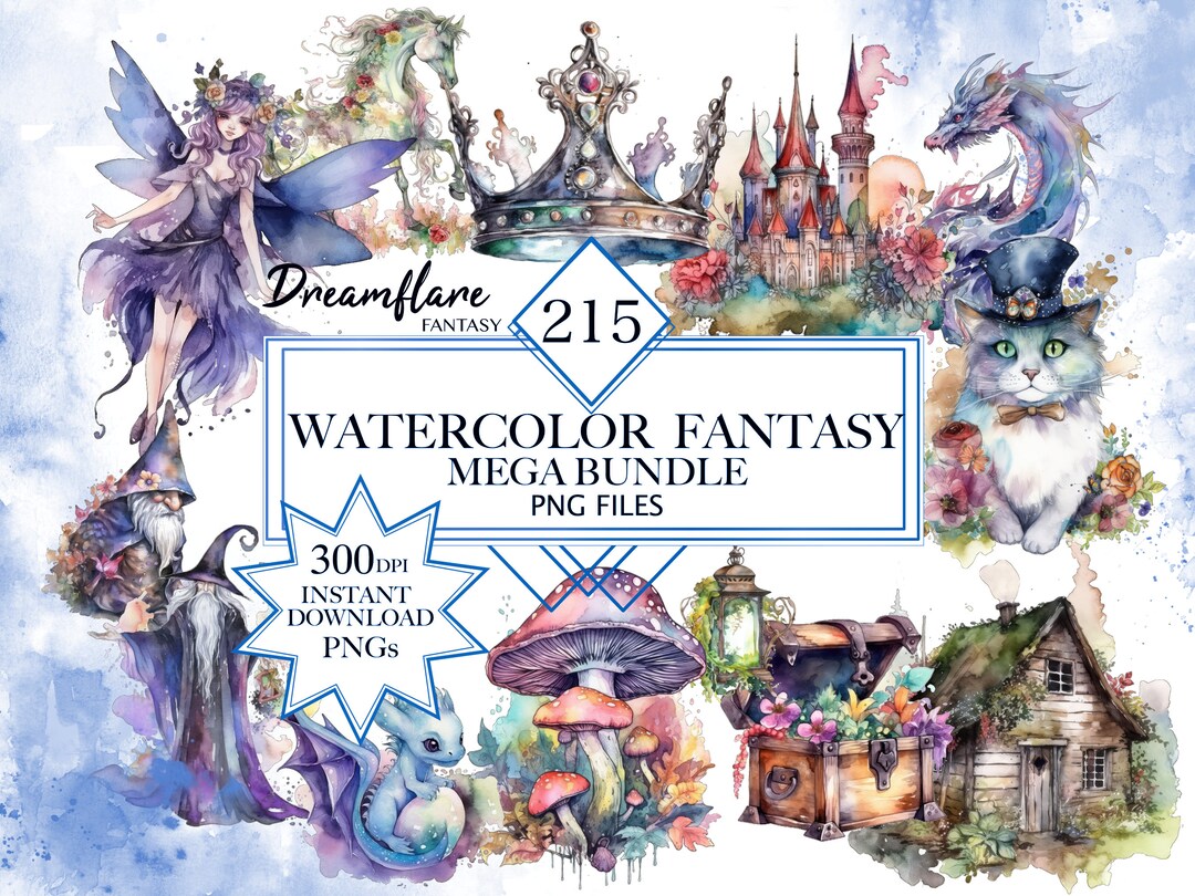 Magical Fairytale Clipart Collection, Watercolor Magical Elements ...